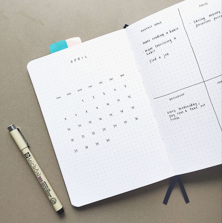 Beginners Guide to Minimalist Bullet Journal Monthly Spread | BJI